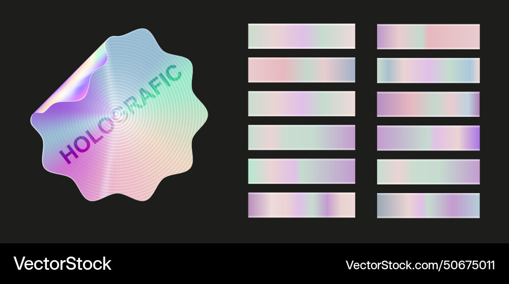Holographic silver foil texture background set Vector Image