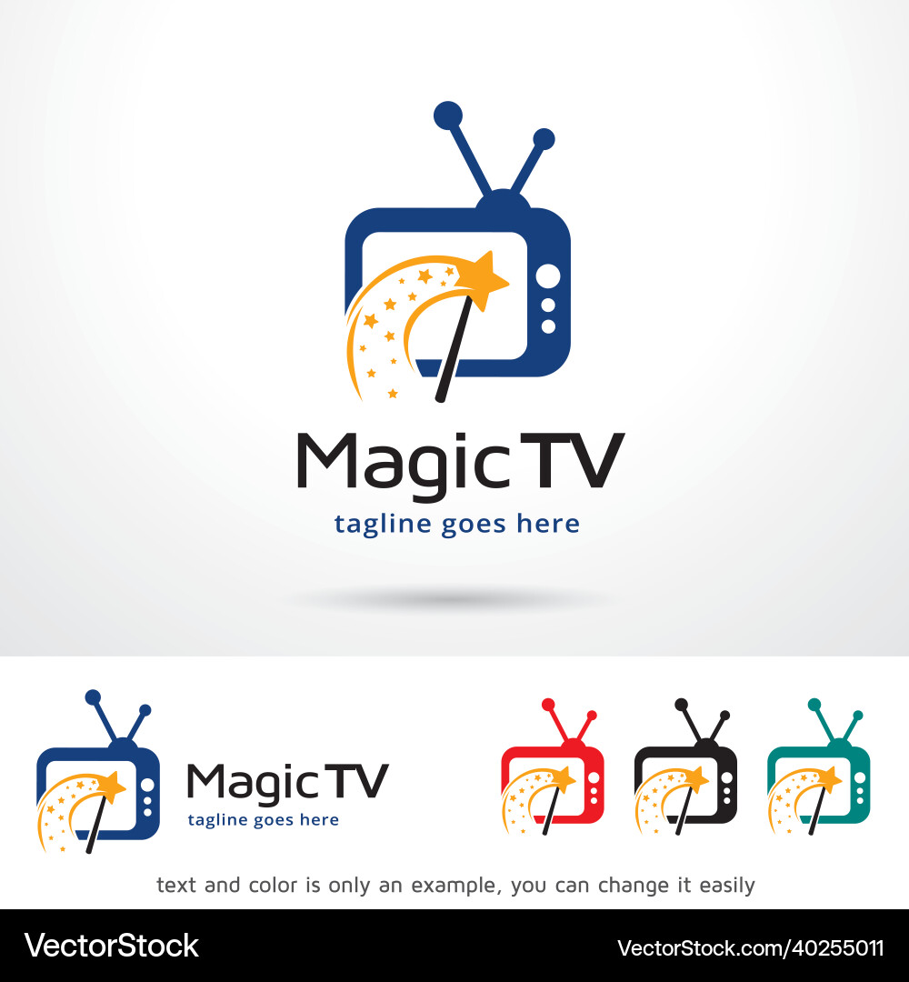Magic tv logo template Royalty Free Vector Image