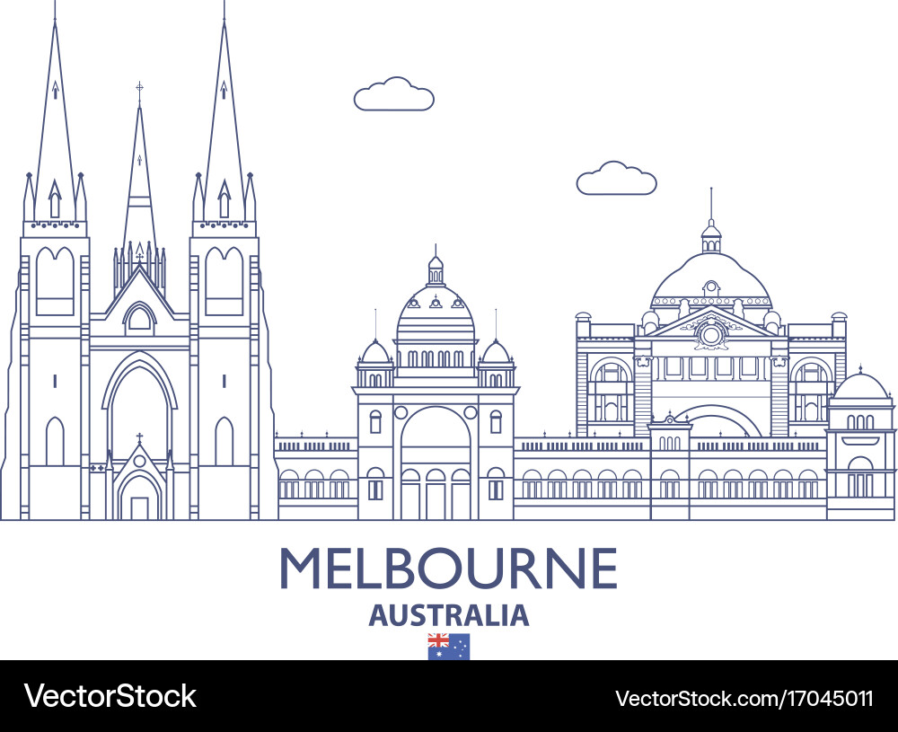 Melbourne city skyline Royalty Free Vector Image
