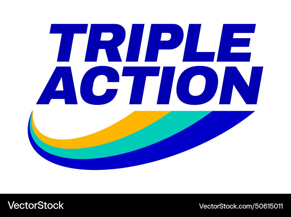 Triple action 3x icon logo badge Royalty Free Vector Image