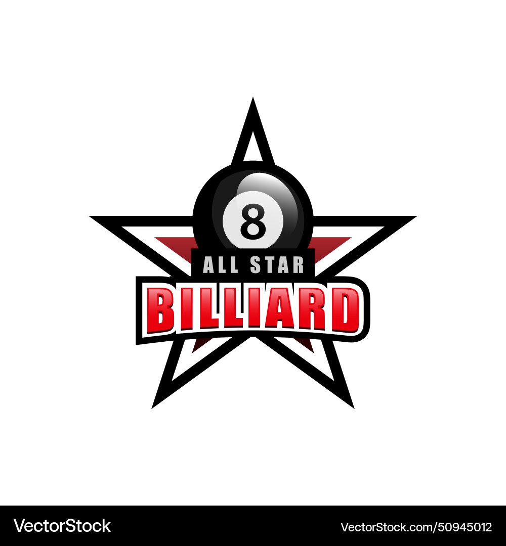 All star for billiard emblem logo design Vector Image