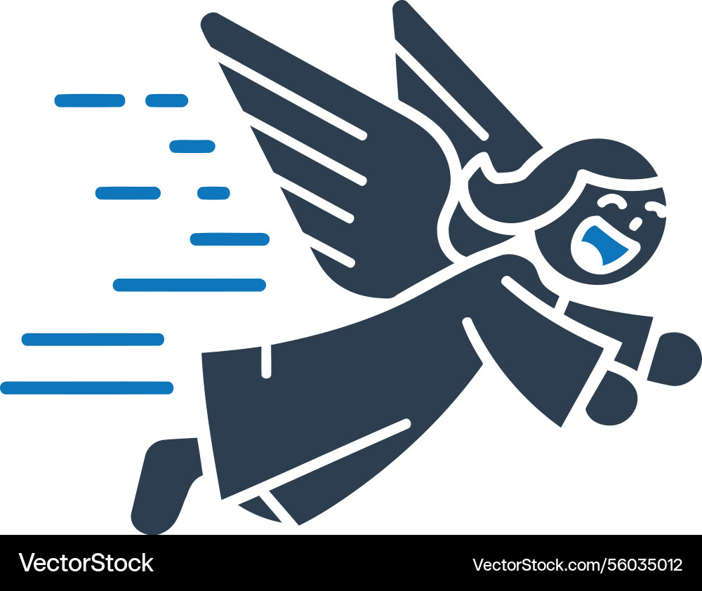 Angry flying angel icon Royalty Free Vector Image