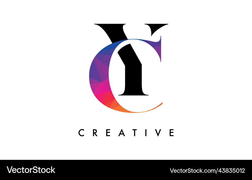 Cy letter design with creative cut and colorful Vector Image