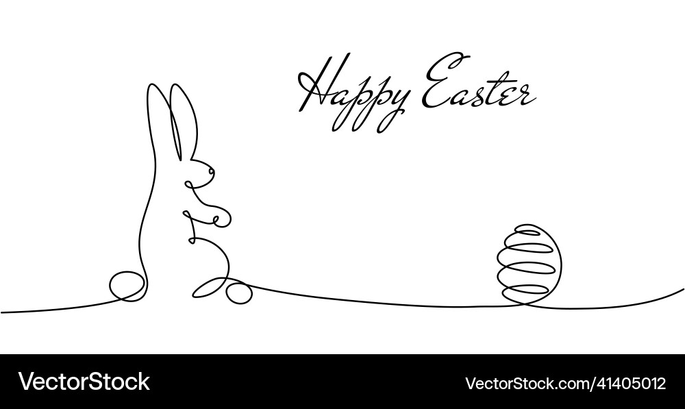 Easter bunny continuous one line drawing Vector Image