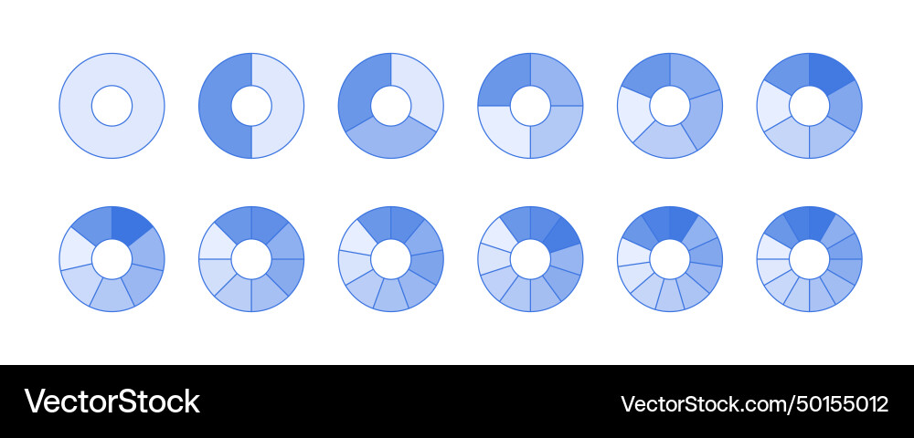 Fractions pie divided for math chart circle Vector Image