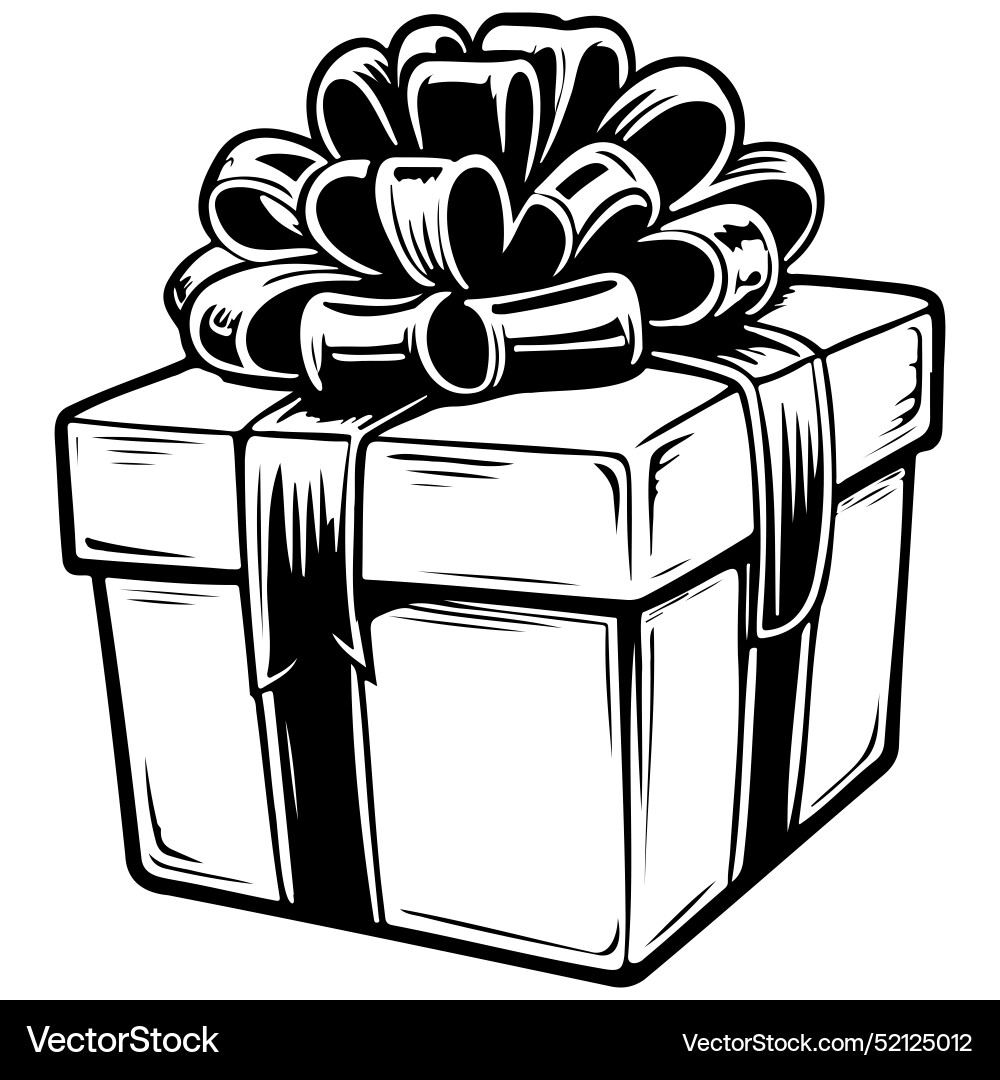 Gift vintage hand drawn line transparent Vector Image