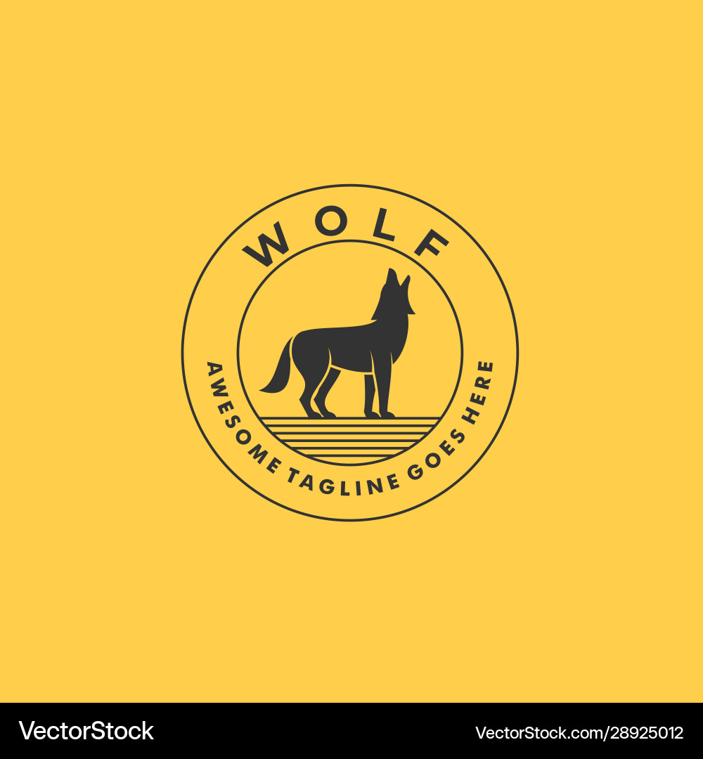 Logo wolf vintage badge Royalty Free Vector Image