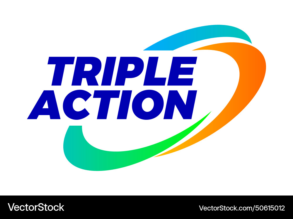 Triple action 3x icon logo badge Royalty Free Vector Image