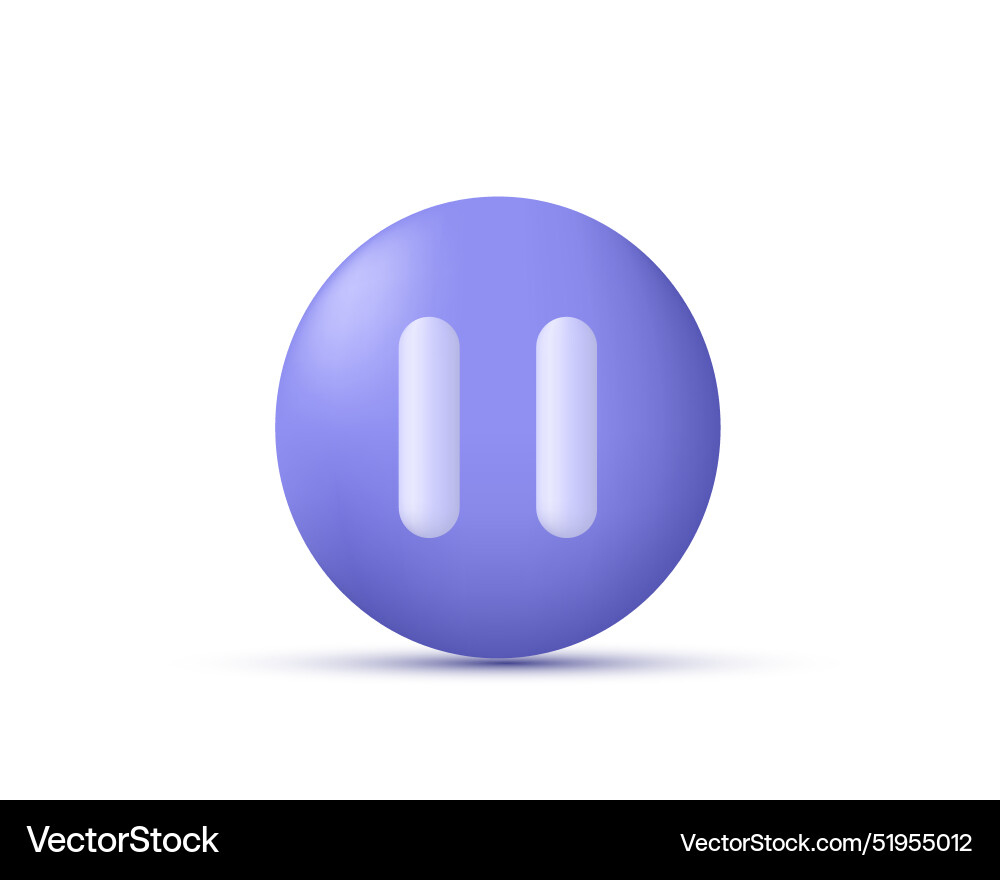 Unique 3d design icon pause button on isolated Vector Image