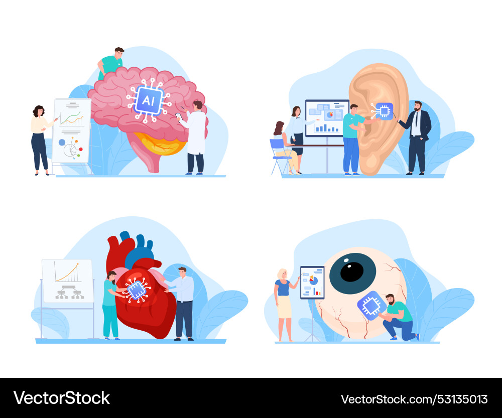Artificial implant for brain eye ear and heart Vector Image