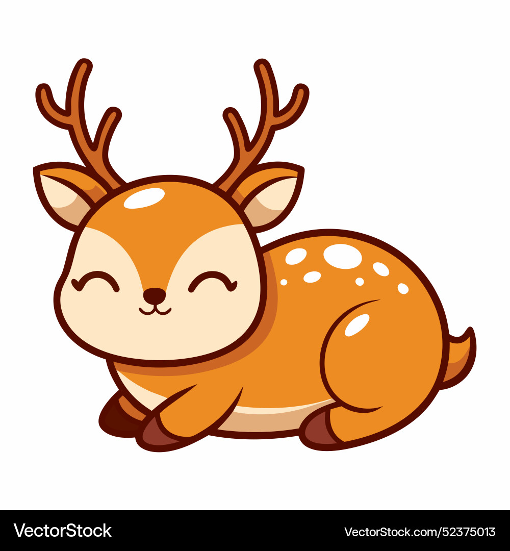 Caribou deer sleeps kawaii Royalty Free Vector Image