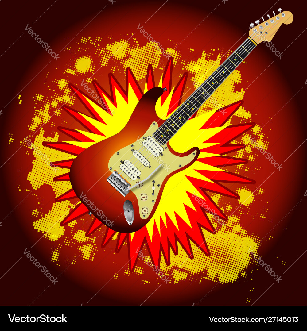 Cartoon guitar explosion Royalty Free Vector Image