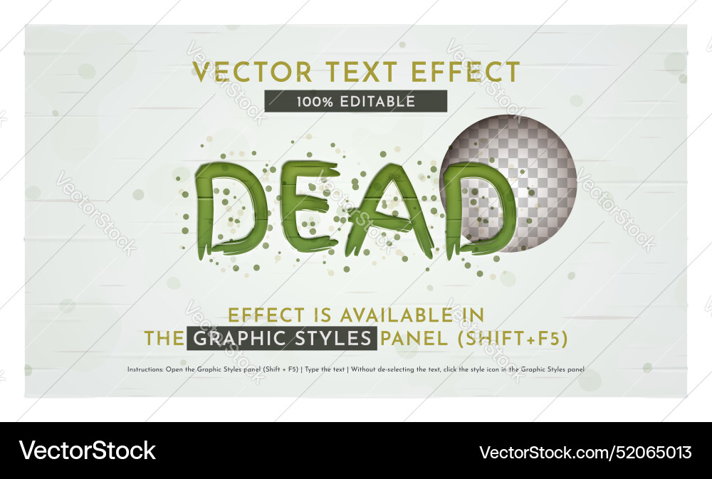 Dead zombie editable text effect graphic style Vector Image