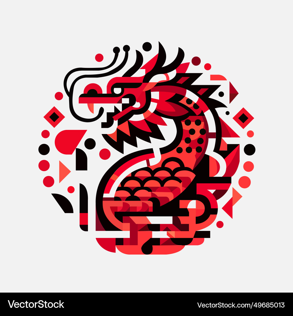 Geometry chinese dragon in red design Royalty Free Vector
