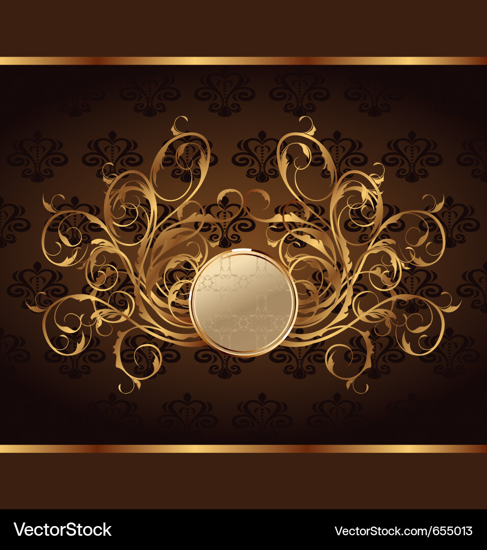 Gold invitation frame Royalty Free Vector Image
