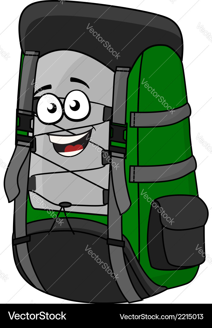 Green cartoon rucksack or backpack Royalty Free Vector Image