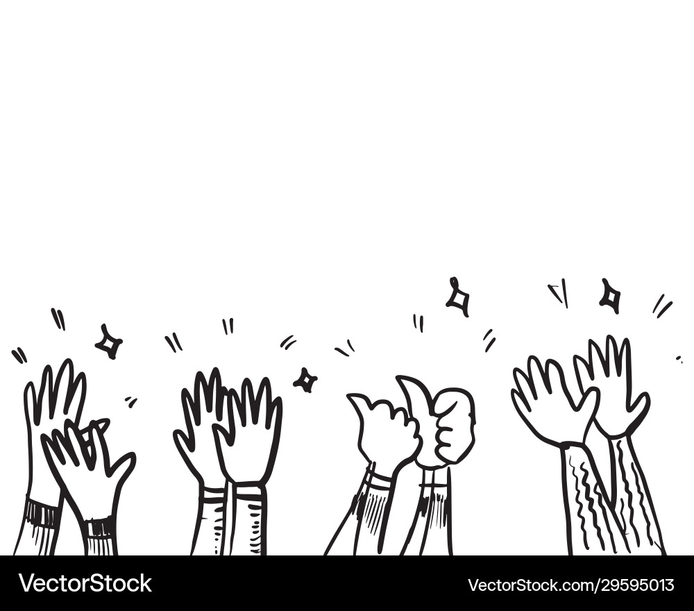 Hand drawn sketch style human hands clapping Vector Image