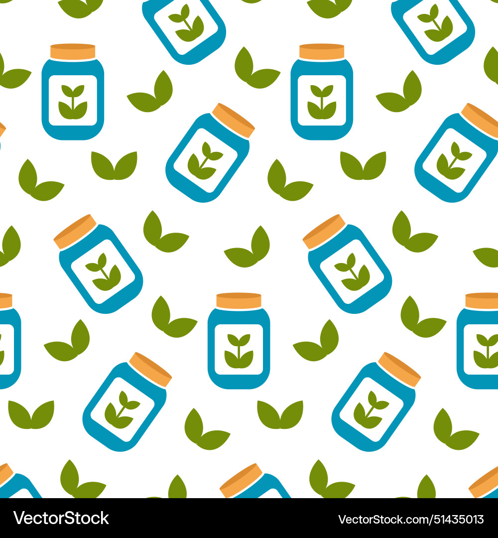 Jar of flower fertilizer seamless pattern Vector Image