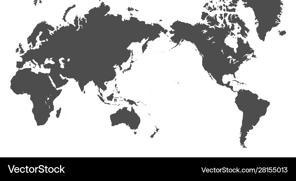 Pacific centered world map Royalty Free Vector Image