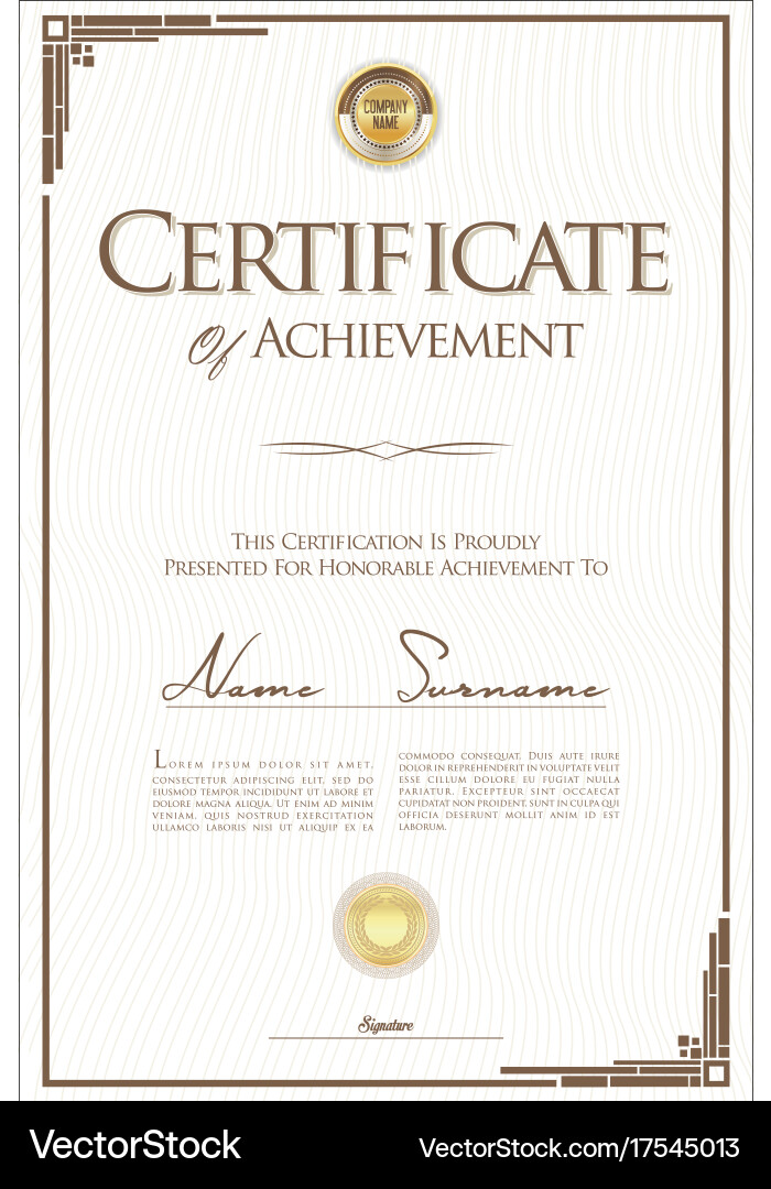 Retro Certificate Diploma Template Royalty Free Vector Image