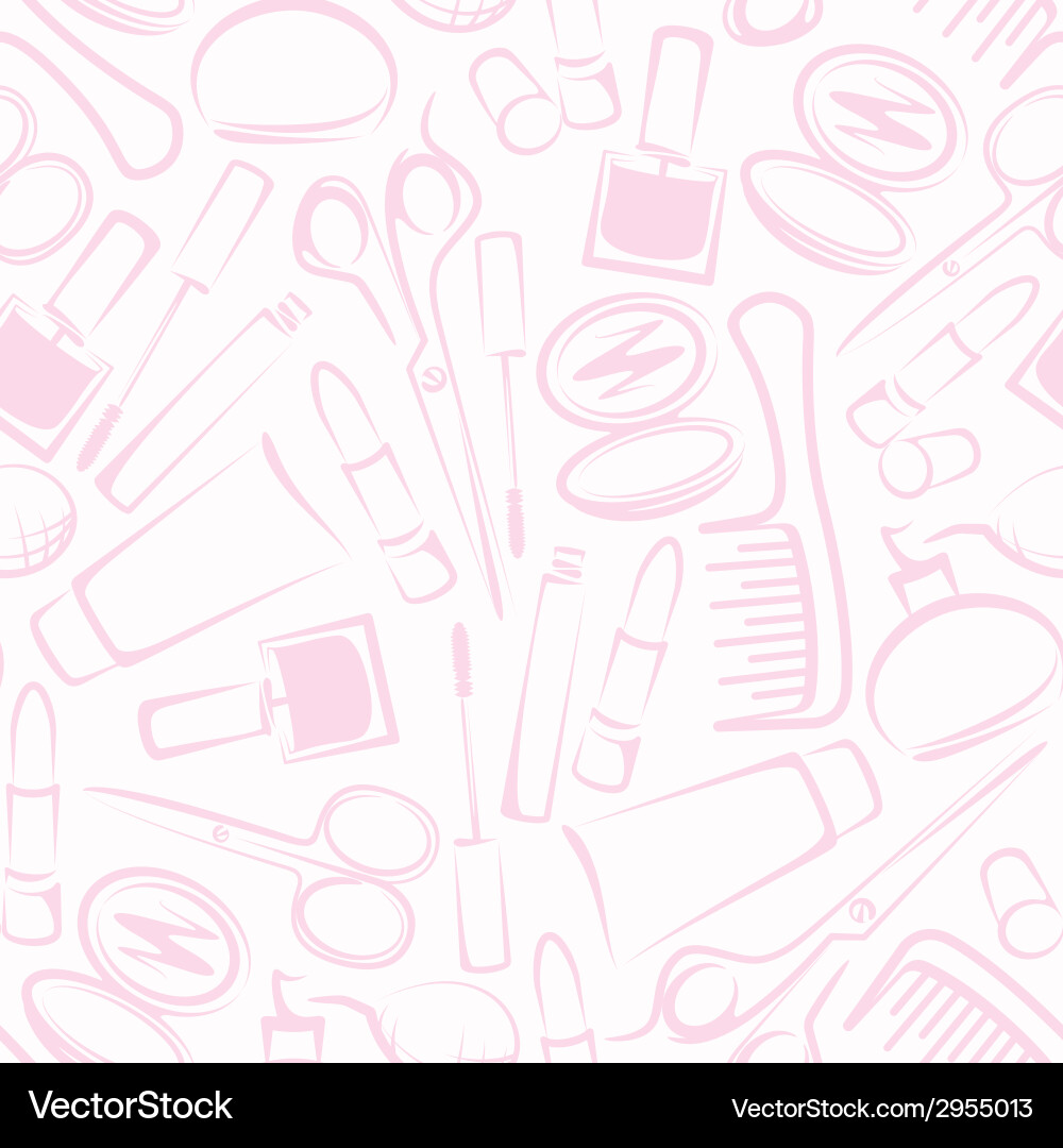 Seamless background with cosmetics Royalty Free Vector Image