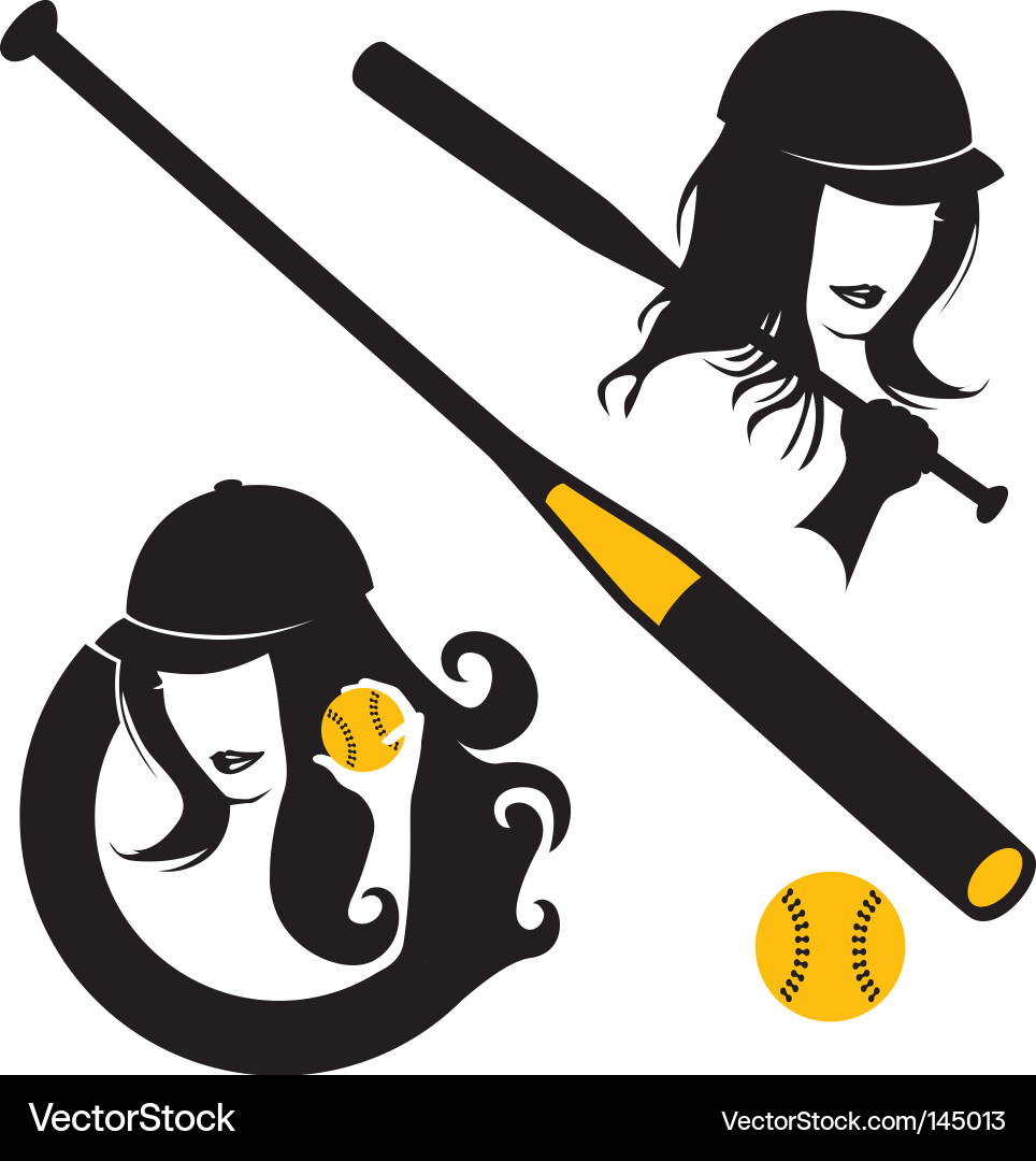 Softball elements Royalty Free Vector Image - VectorStock