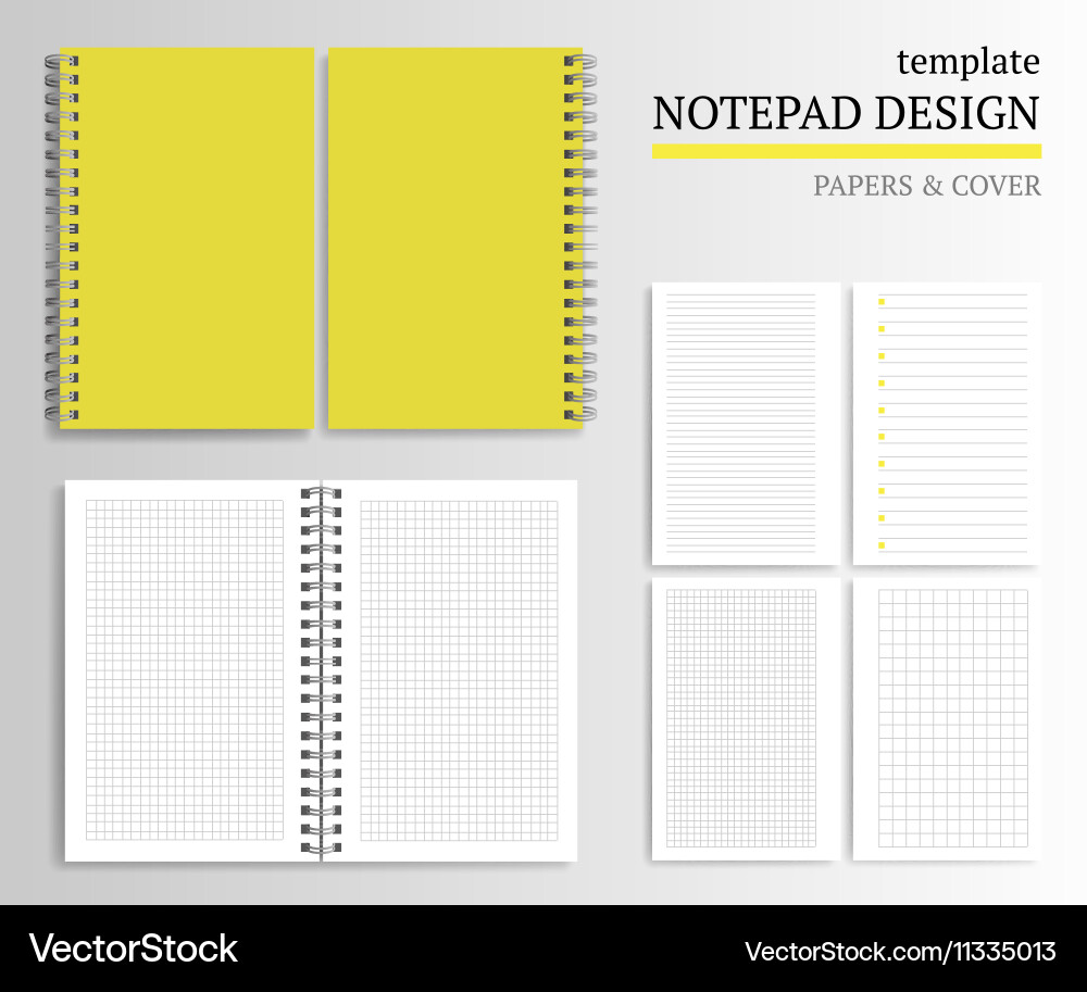 Template of notebook cover and papers Royalty Free Vector