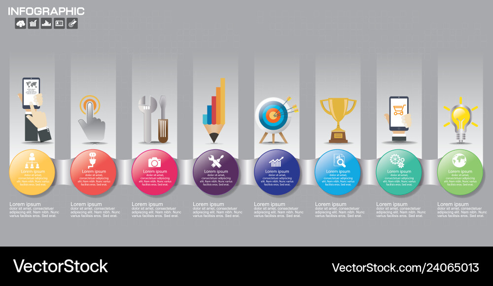 Timeline infographic chart with many color design Vector Image