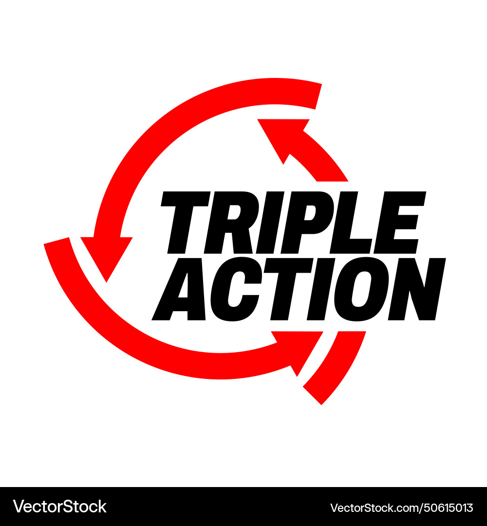 Triple action 3x icon logo badge Royalty Free Vector Image