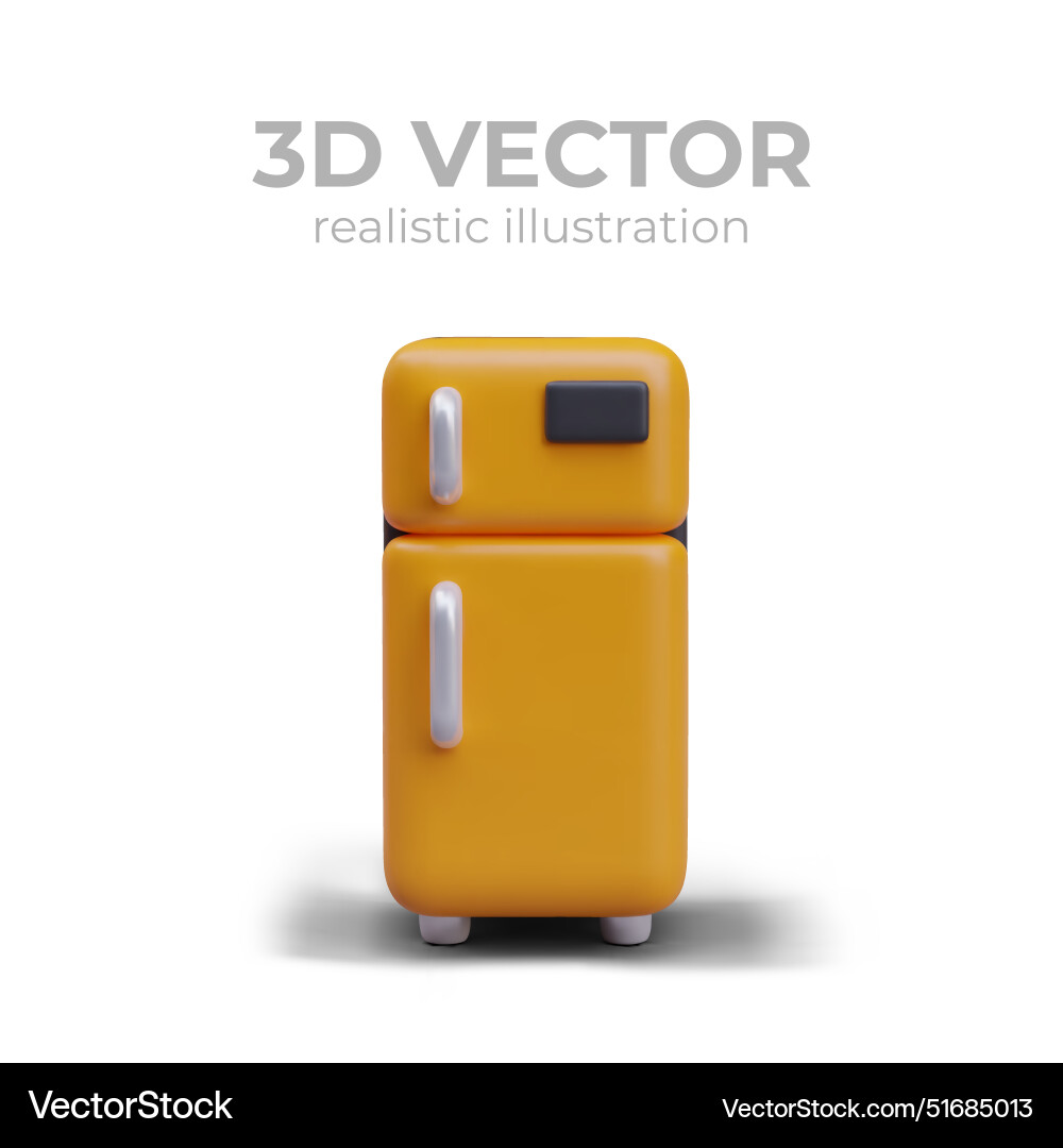 Yellow refrigerator in cartoon style kitchen Vector Image