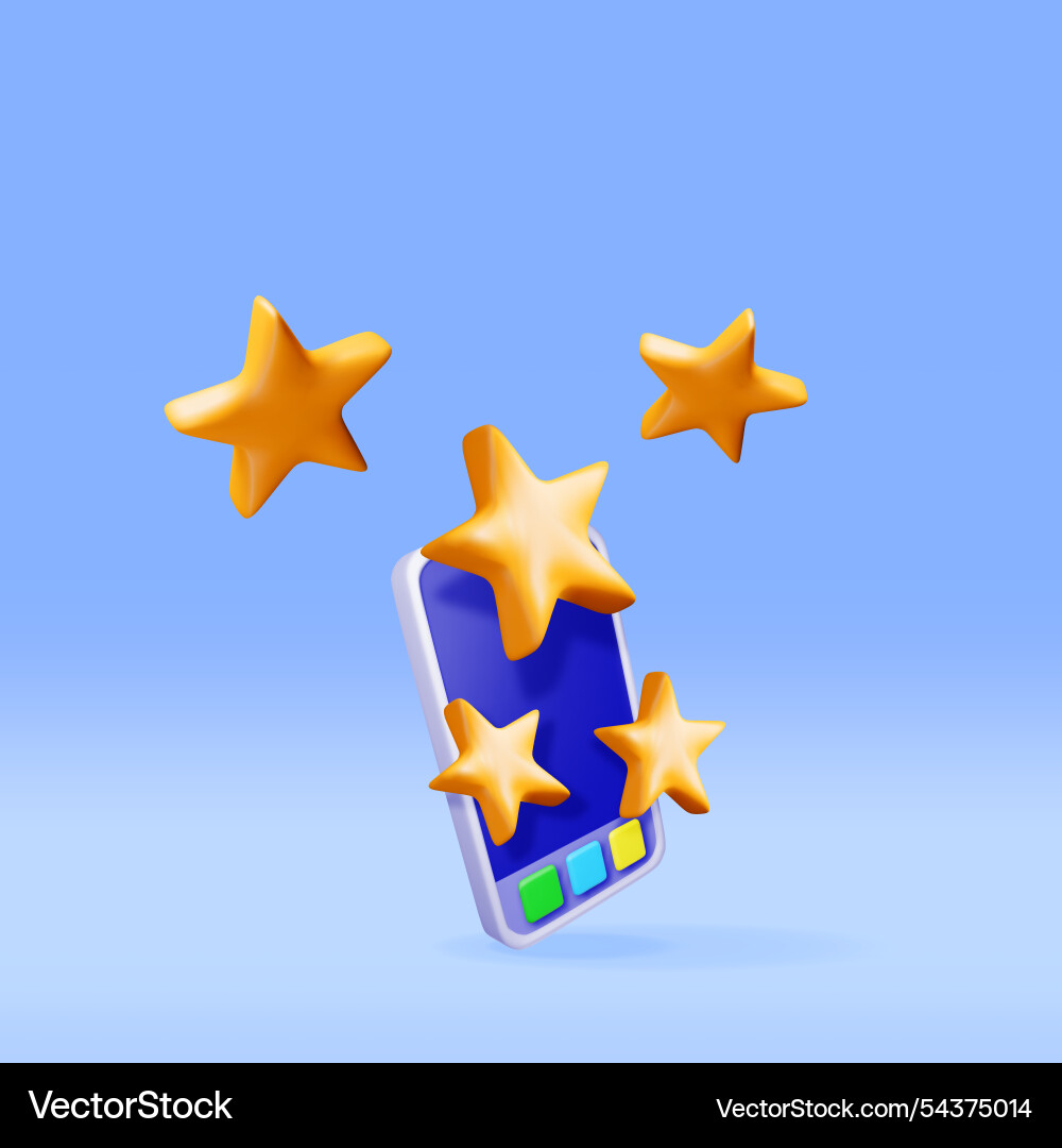 3d smartphone with customer feedback isolated Vector Image