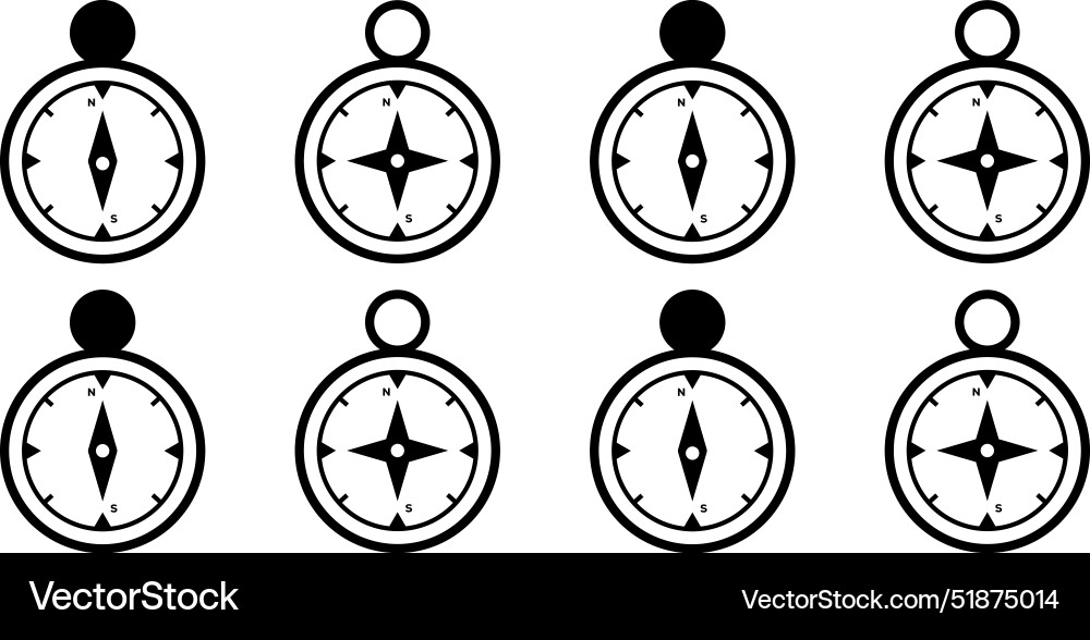 Compass icon set vintage sign nautical Royalty Free Vector