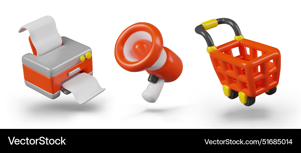 Composition of realistic printer printing Vector Image