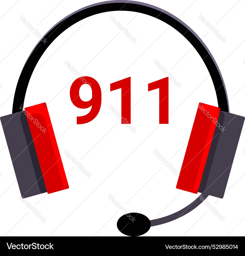 Emergency 911 calling headset depicting Royalty Free Vector