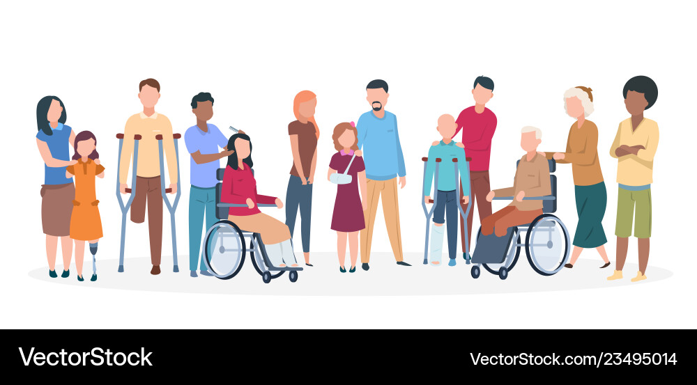 Handicapped people with disabilities happy Vector Image