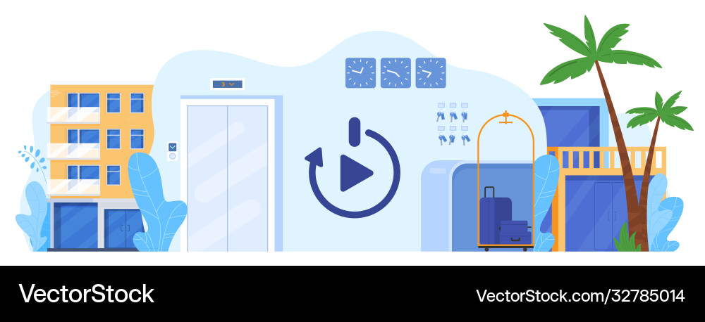 Hotel business reload cartoon Royalty Free Vector Image