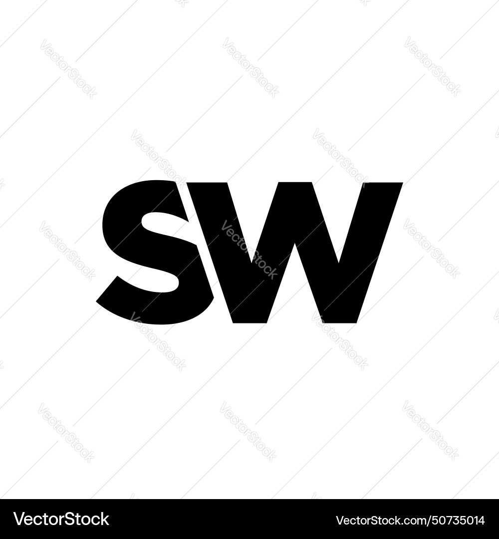 Letter s and w sw logo design template minimal Vector Image