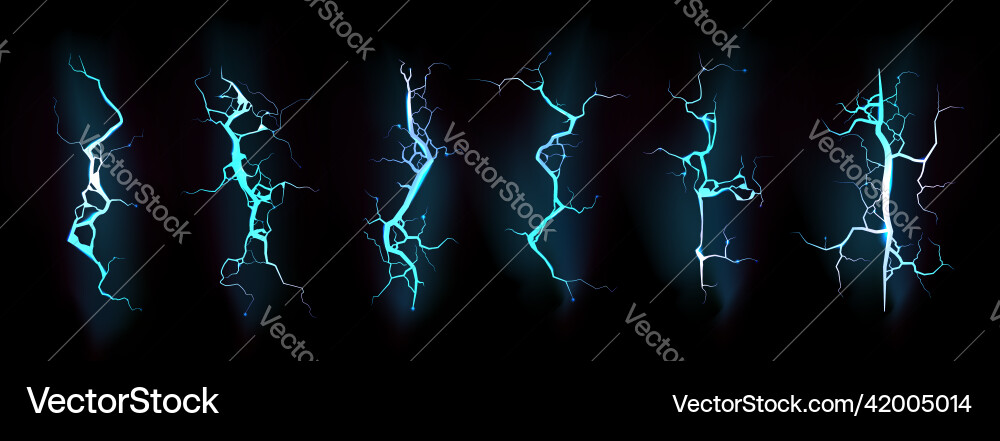 Lightning electric thunderbolt blue color strike Vector Image