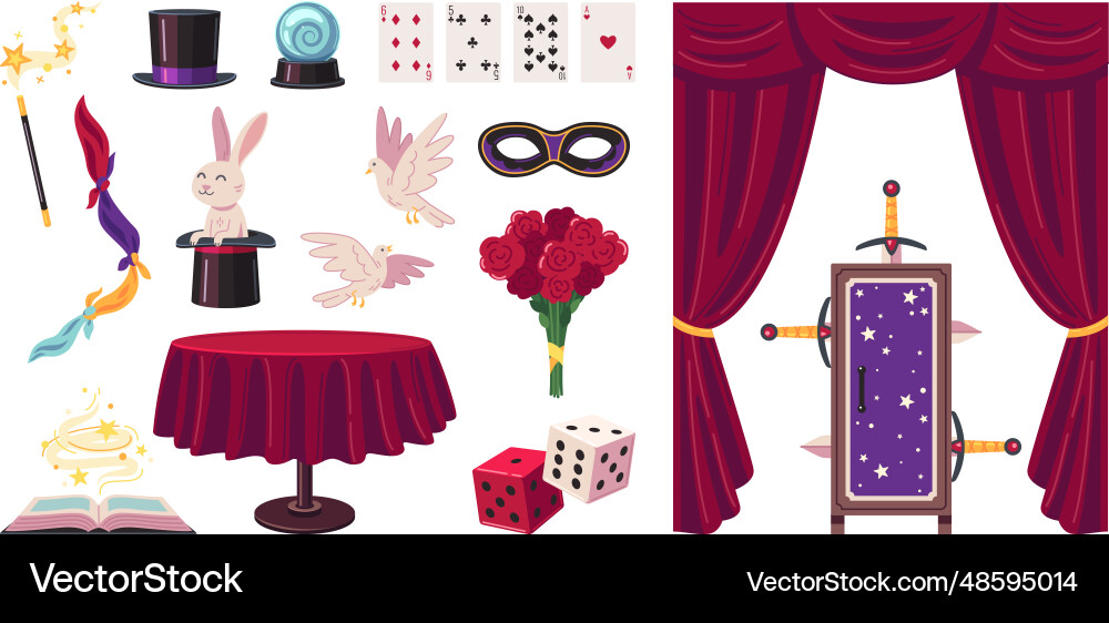Magician cartoon set Royalty Free Vector Image