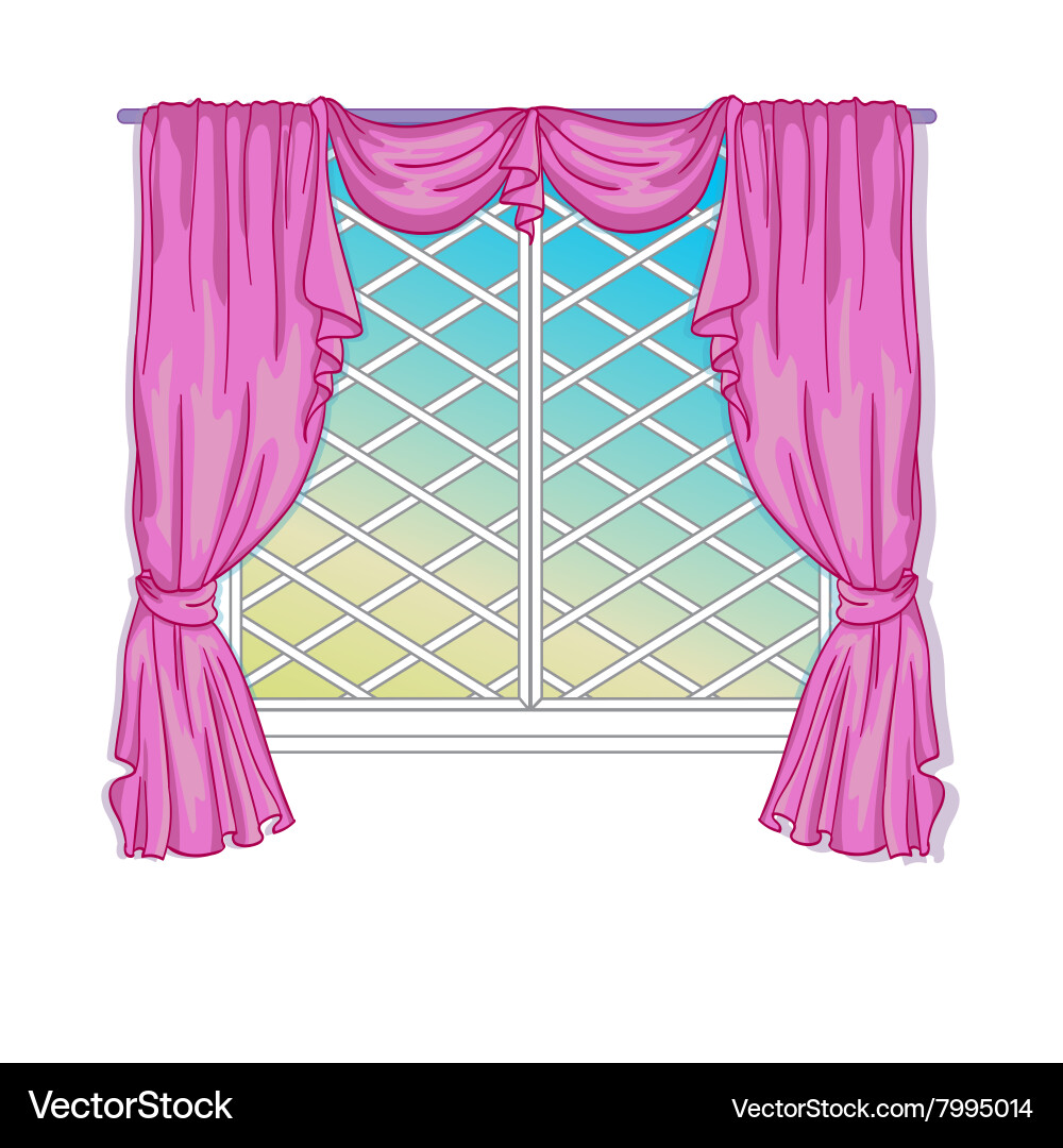 Princess window with curtains Royalty Free Vector Image