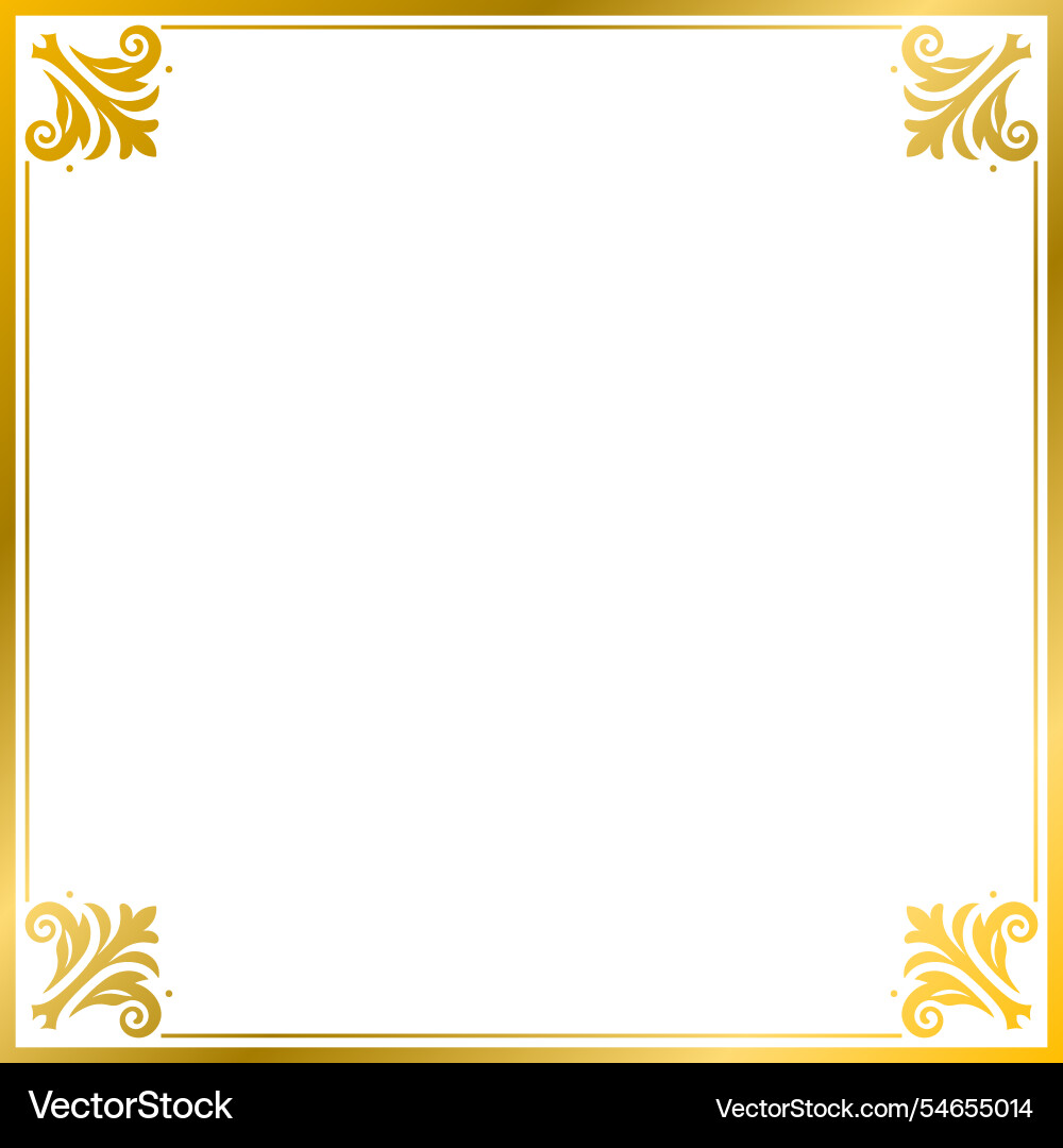 Simple minimalist gold square border Royalty Free Vector