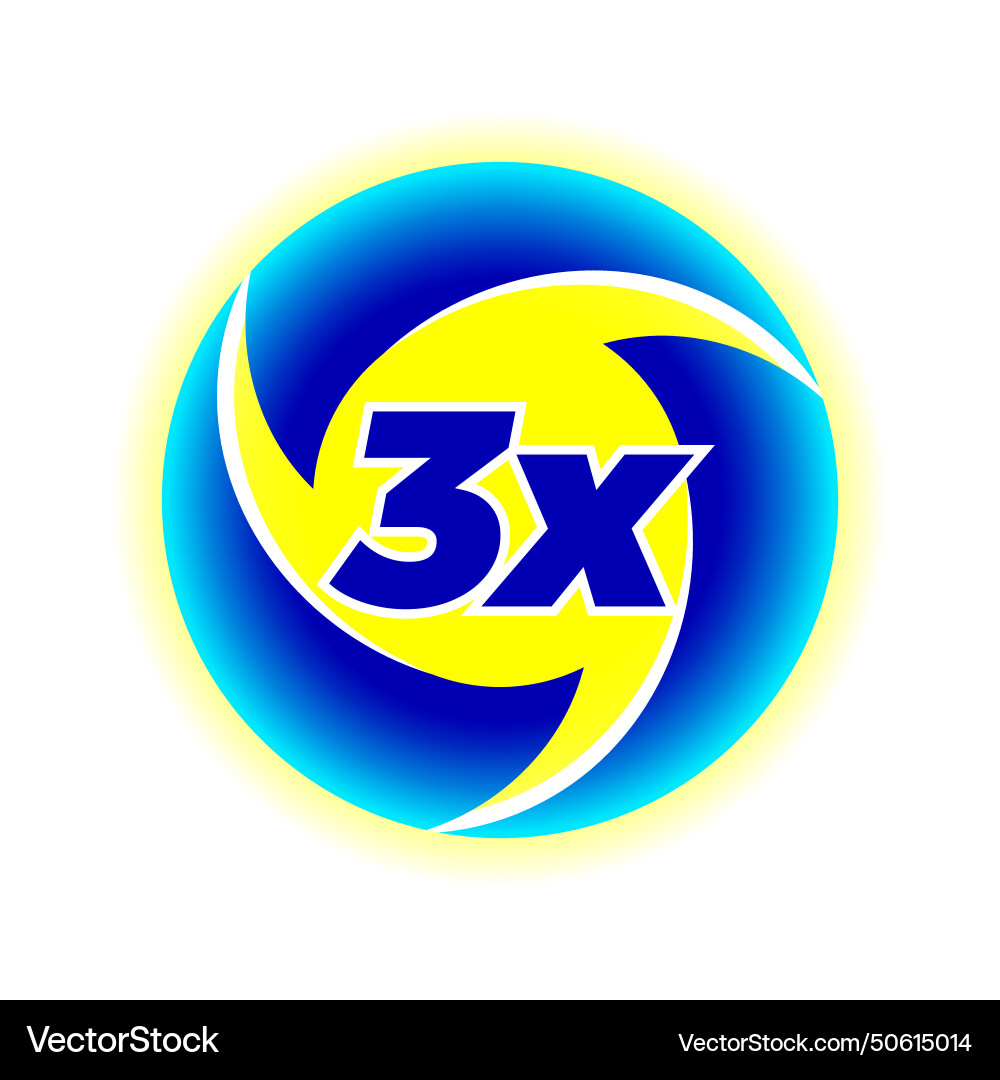 Triple action 3x icon logo badge Royalty Free Vector Image