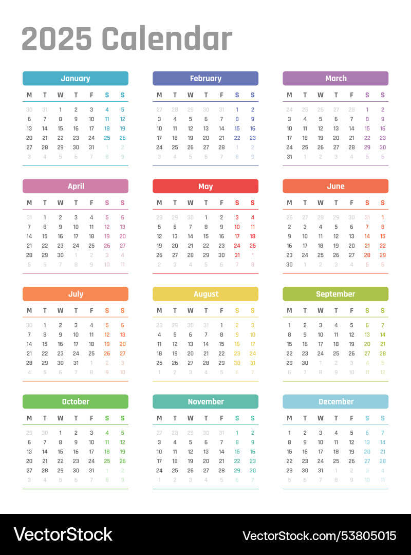 2025 year calendar design Royalty Free Vector Image