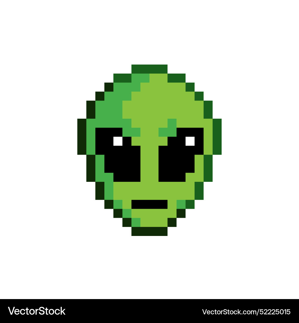 8 bit pixel green alien Royalty Free Vector Image