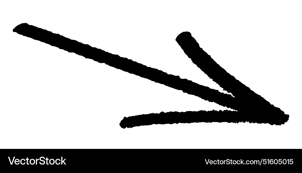 Brush-styled downward right arrow Royalty Free Vector Image