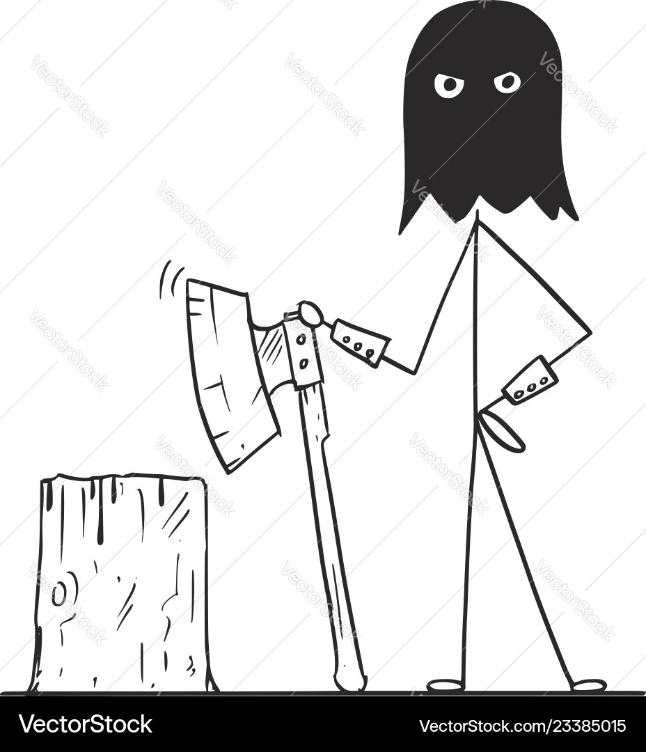 Cartoon medieval executioner in hood Royalty Free Vector