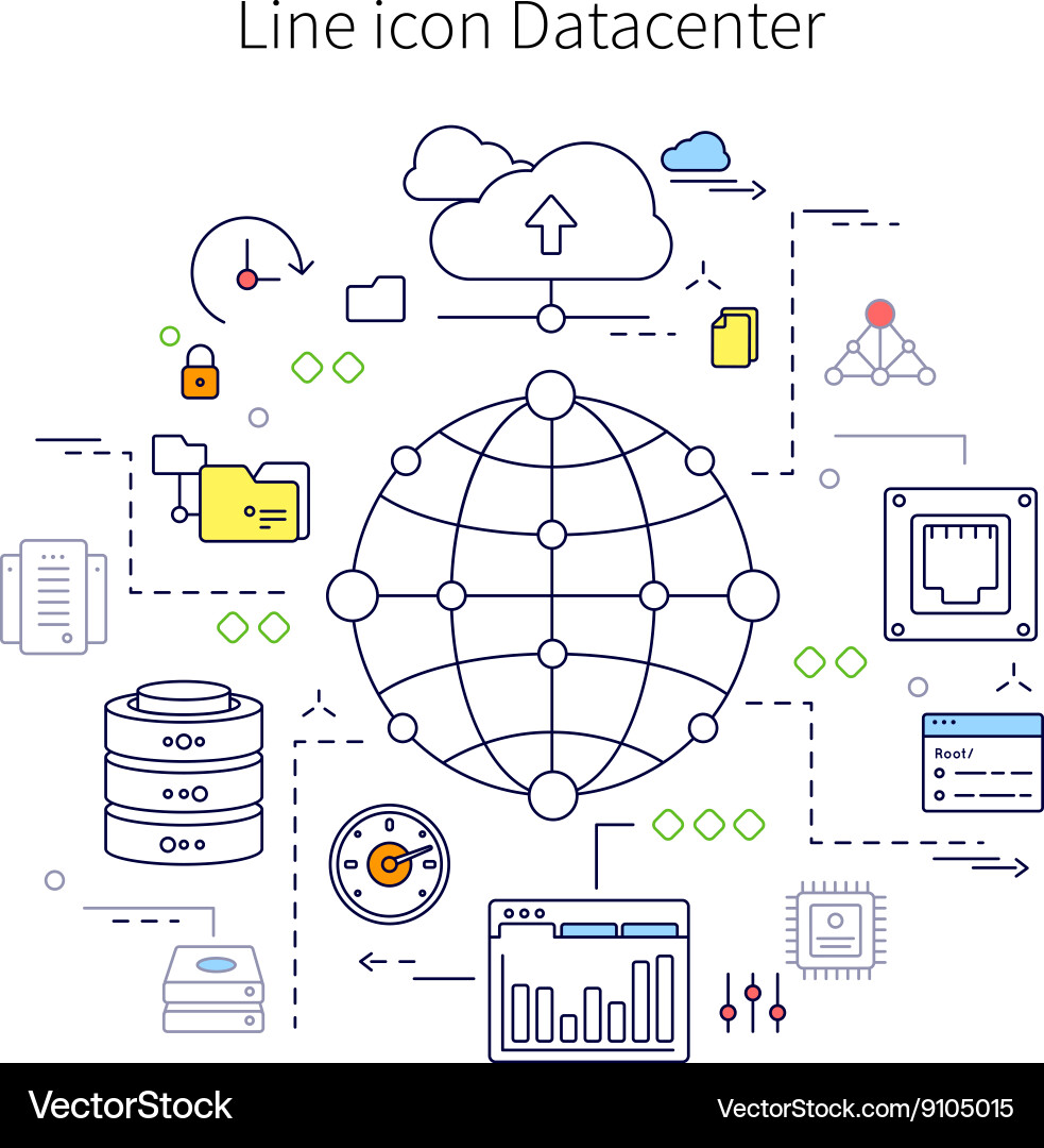 Datacenter line Royalty Free Vector Image - VectorStock