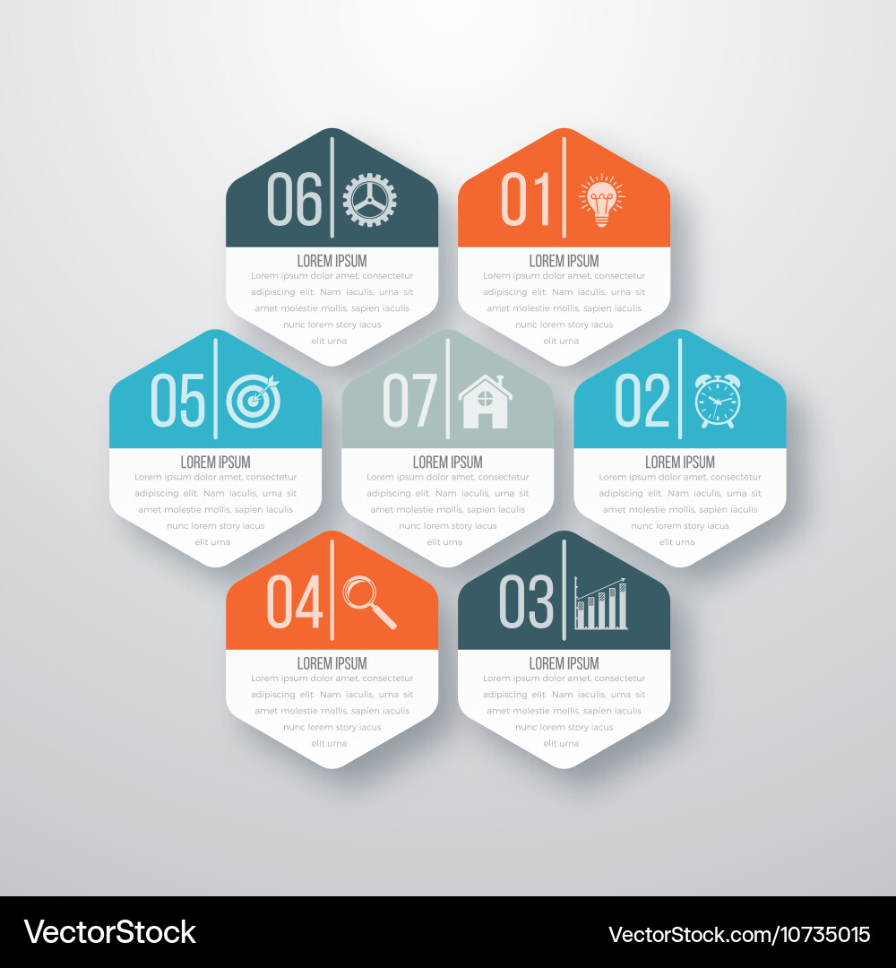 Infografiken sieben Sechser Lizenzfreies Vektorbild