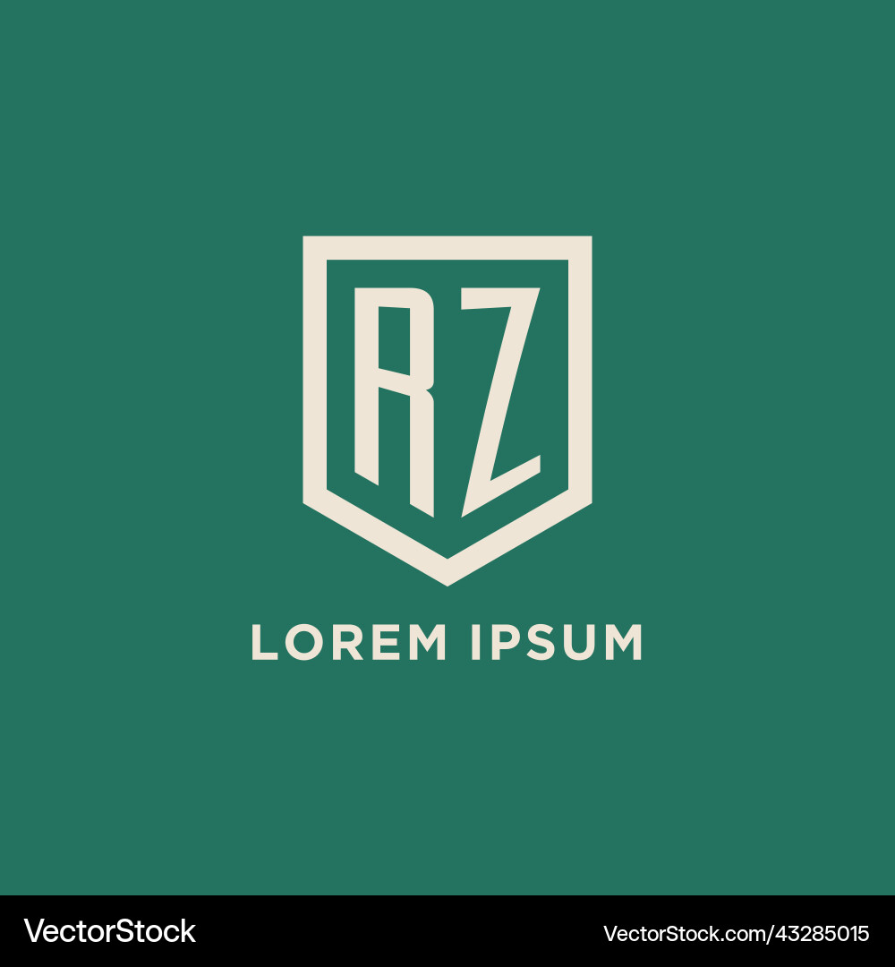 Rz initial logo monogram shield geometric shape Vector Image