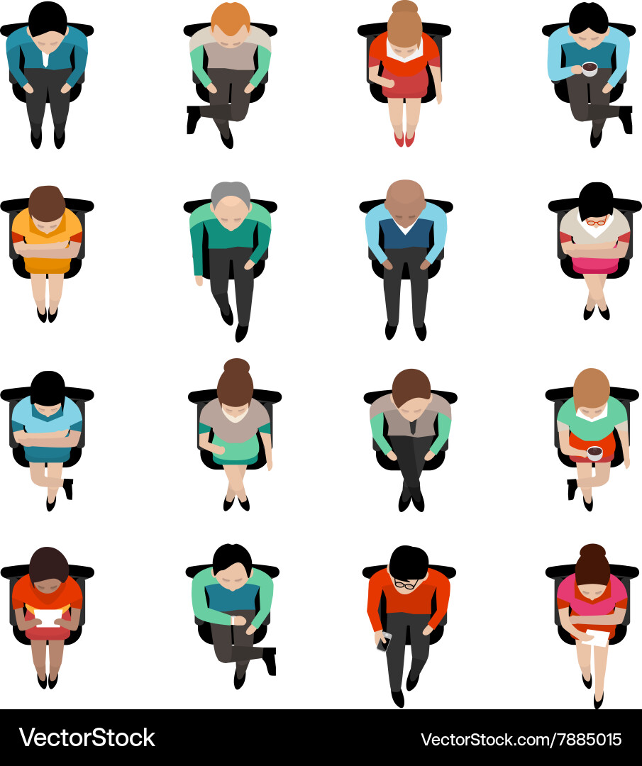 Sitting People Top View Lizenzfreies Vektorbild